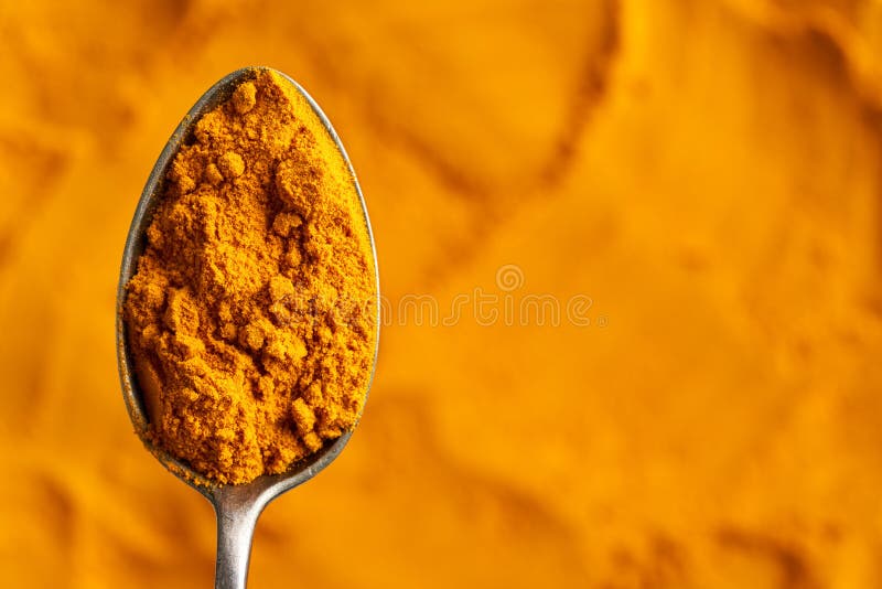 Turmeric Powder on a Spoon, Top View Stock Image - Image of copy ...