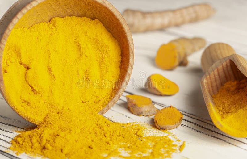 Turmeric Root, Ground Turmeric and Chopped Turmeric Stock Illustration ...