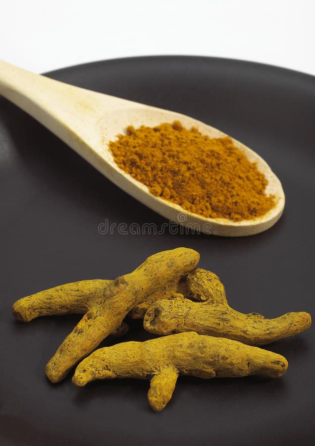 TURMERIC ROOT and POWDER, an INDIAN SPICE Stock Photo - Image of ...