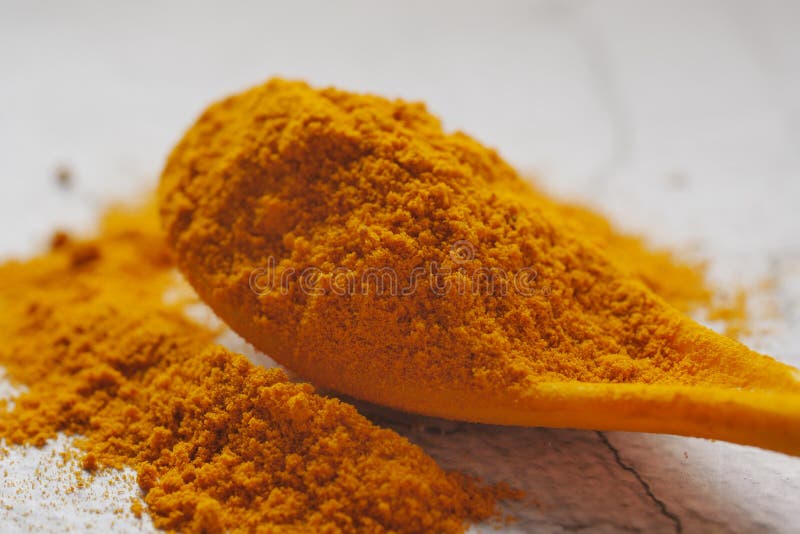 Turmeric Root Powder on Spoon Stock Photo - Image of piece, ginger ...