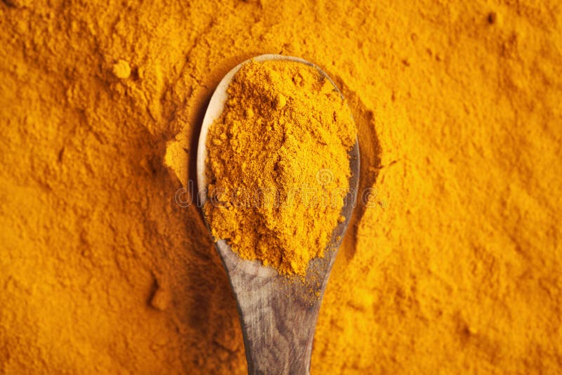 Turmeric Root Powder on a Spoon, Top View Stock Photo - Image of ...