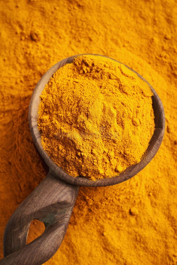 Turmeric Root Powder on a Spoon, Top View Stock Photo - Image of root ...