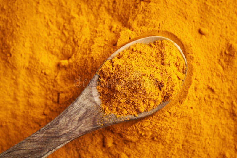 Turmeric Root Powder on a Spoon, Top View Stock Photo - Image of ...