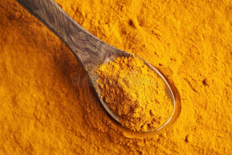 Turmeric Root Powder on a Wooden Spoon Stock Image - Image of condiment ...