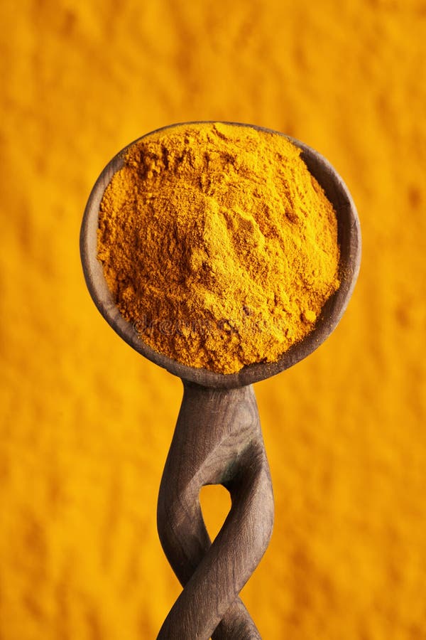 Turmeric Root Powder on a Wooden Spoon Stock Photo - Image of aroma ...