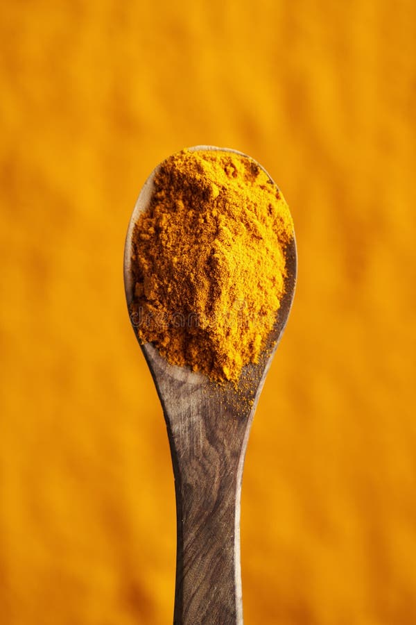 Turmeric Root Powder on a Wooden Spoon Stock Photo - Image of health ...