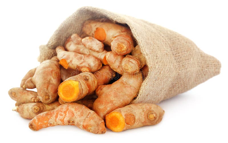 Turmeric in sack bag stock image. Image of sack, slice - 56265251