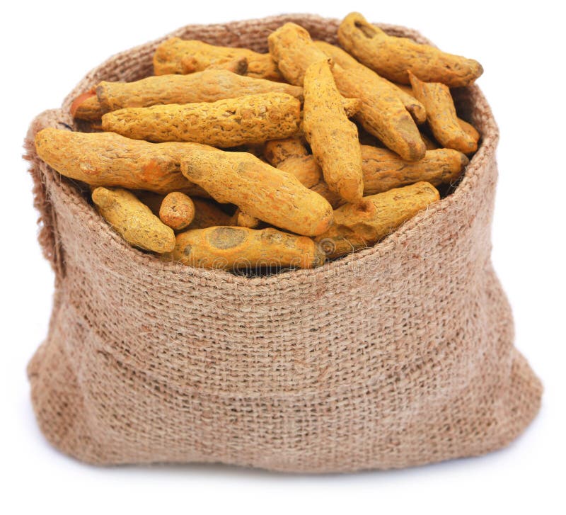 Turmeric in sack bag stock image. Image of sack, slice - 56265251