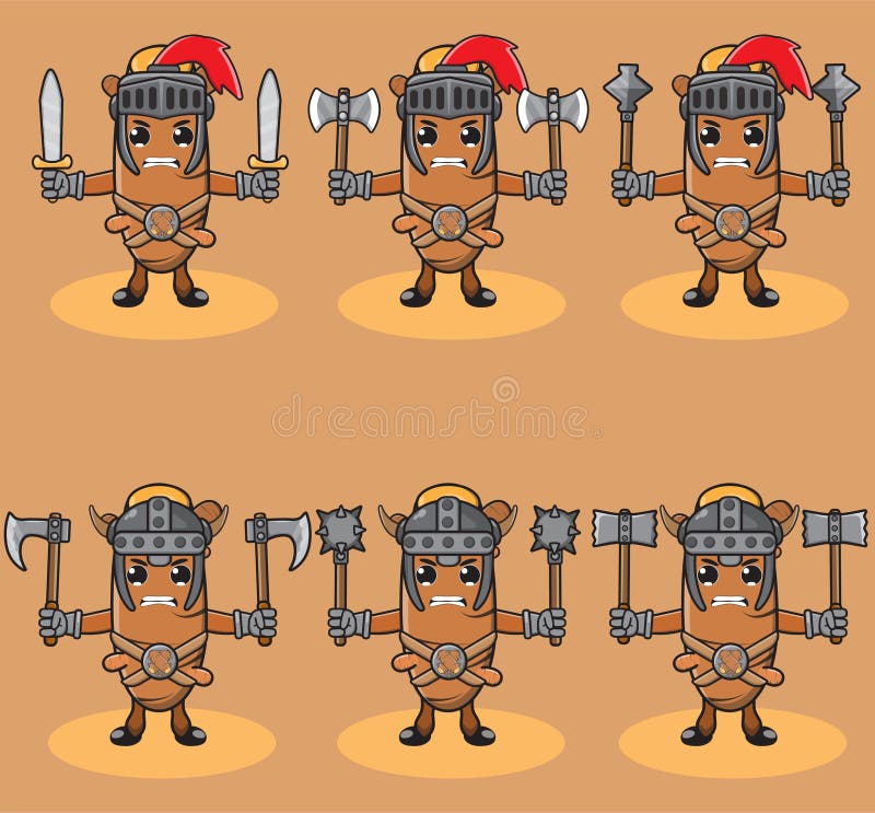 Turmeric Knight with Dual Weapon Hand Up Pose. Stock Vector ...