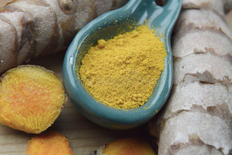 Turmeric Spice Root Organic and Bio Powder Stock Image - Image of ...