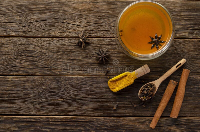 Turmeric Tea with Spice Tea Top View Stock Image - Image of berries ...