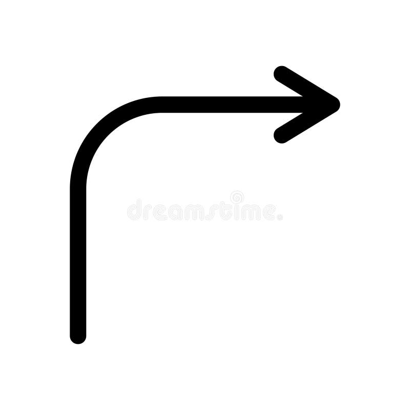 Turn Arrow Icon in Linear Style. Stock Vector - Illustration of turn ...