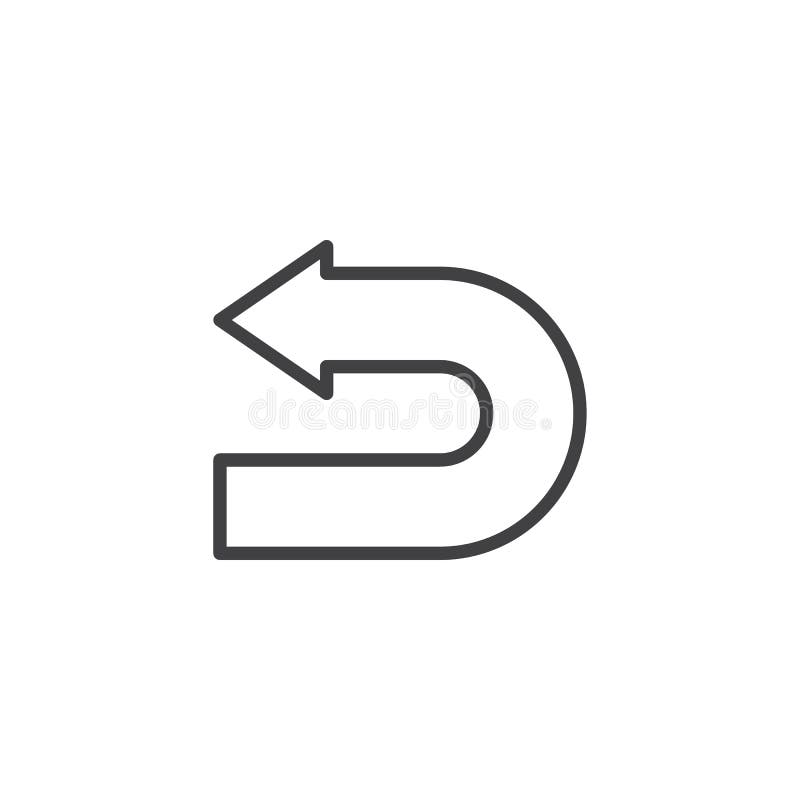 Turn back arrow line icon stock vector. Illustration of thin - 136562781