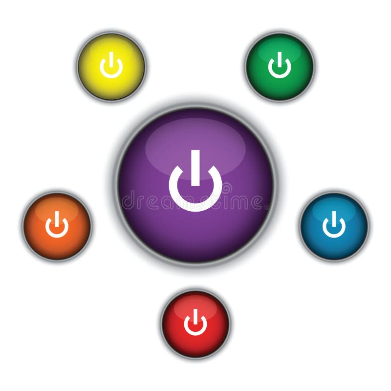 Turn on button set stock vector. Illustration of background - 65572751