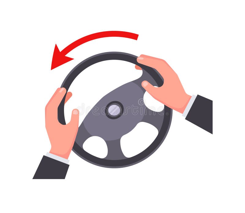 Turn the Car Steering Wheel To the Left. Stock Vector - Illustration of ...