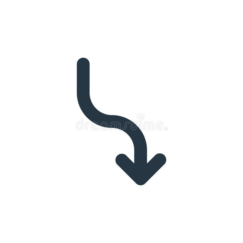 Turn Down Icon Vector from Arrows Concept. Thin Line Illustration of ...