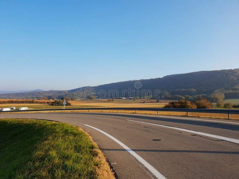 Turn of the highway stock photo. Image of perspective - 189349890