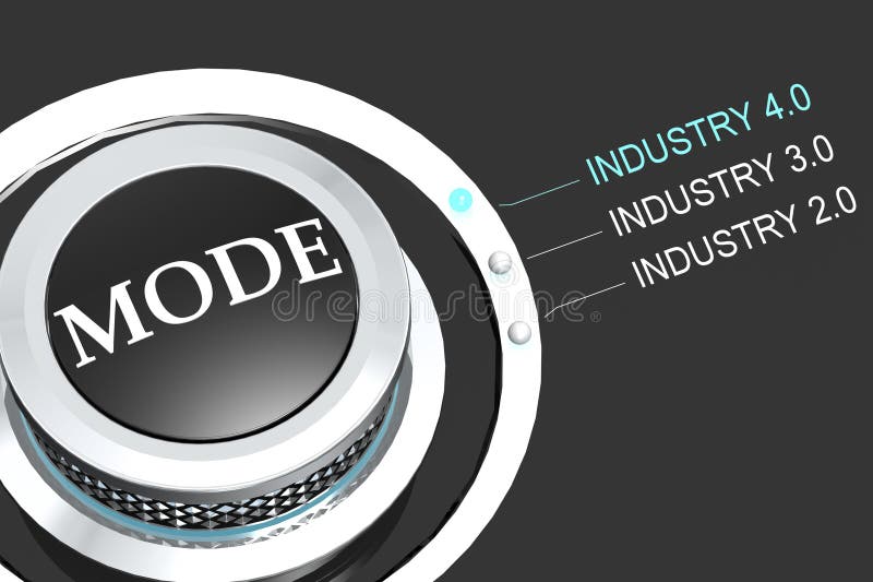 Turn the Knob To Industry 4.0 Mode Stock Illustration - Illustration of ...