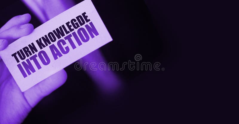 Turn Knowledge into Action Card in Businessman Hand. Business Concept ...