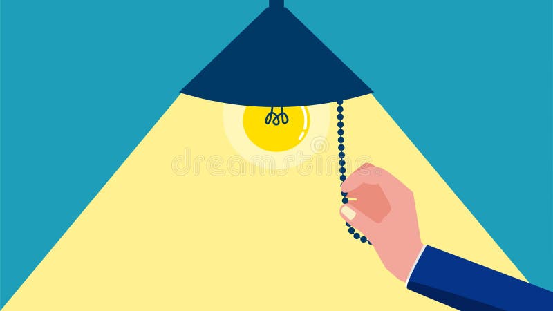 Turn on the Lamp by Turning on the Light Switch. Vector Illustration ...