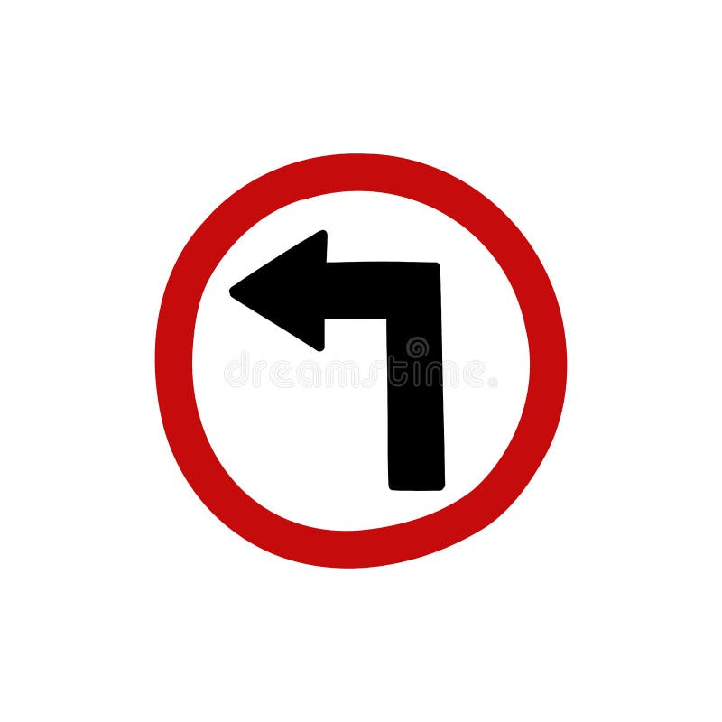 Turn Left Ahead Sign Doodle Icon, Vector Color Line Illustration Stock ...