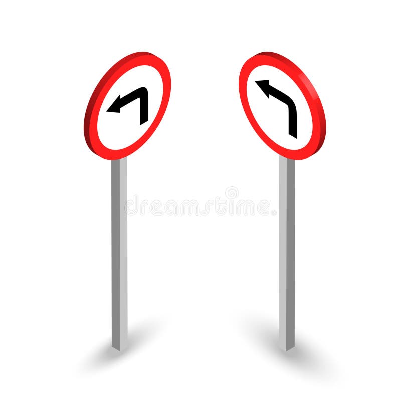 Turn Left Isometric Vector Set on White Stock Vector - Illustration of ...