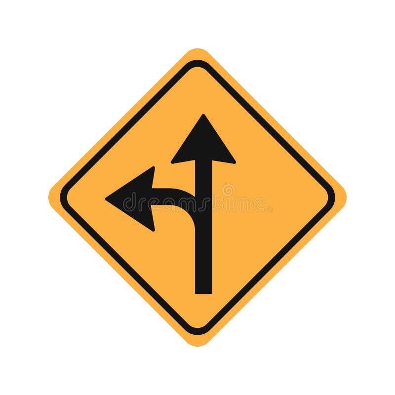 Proceed Straight or Turn Left Road Sign,Vector Illustration, Isolate on ...