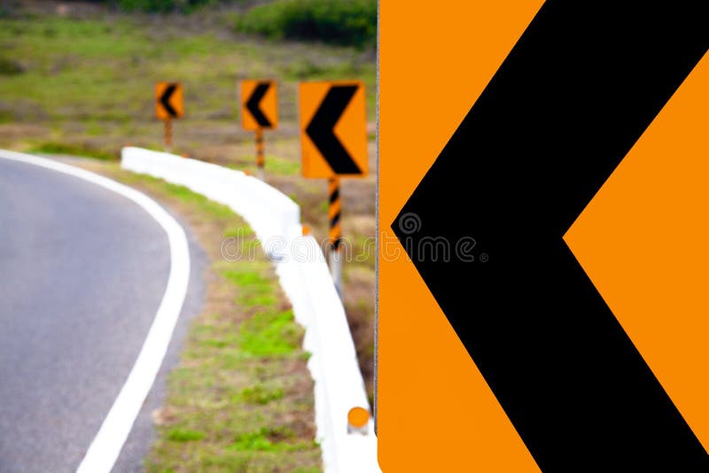 Turn Left Road Warning Sign Stock Image - Image of street, lane: 13732941