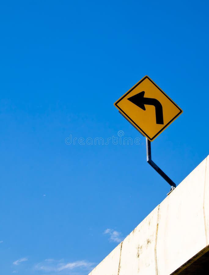 Turn Left Sign with Blue Sky Stock Image - Image of sign, orange: 28604667