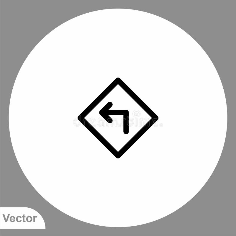 Turn Left Sign Vector Icon Sign Symbol Stock Vector - Illustration of ...