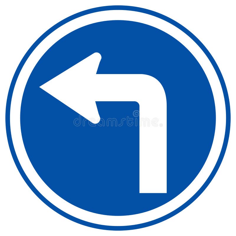 Turn Left Traffic Road Sign,Vector Illustration, Isolate on White ...