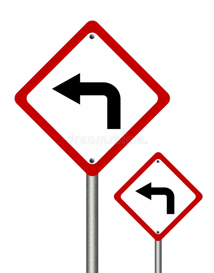 Turn Left and Right Traffic Sign Stock Illustration - Illustration of ...