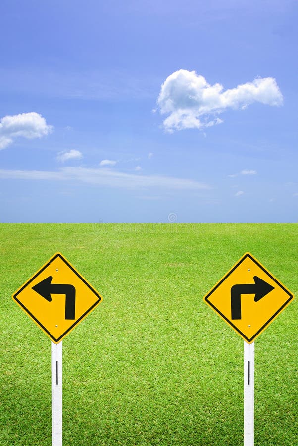 Turn Left and Turn Right Sign Stock Photo - Image of meadow, travel ...