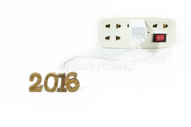 Turn on with Multiple Socket Plug New Year 2016 Stock Image - Image of ...