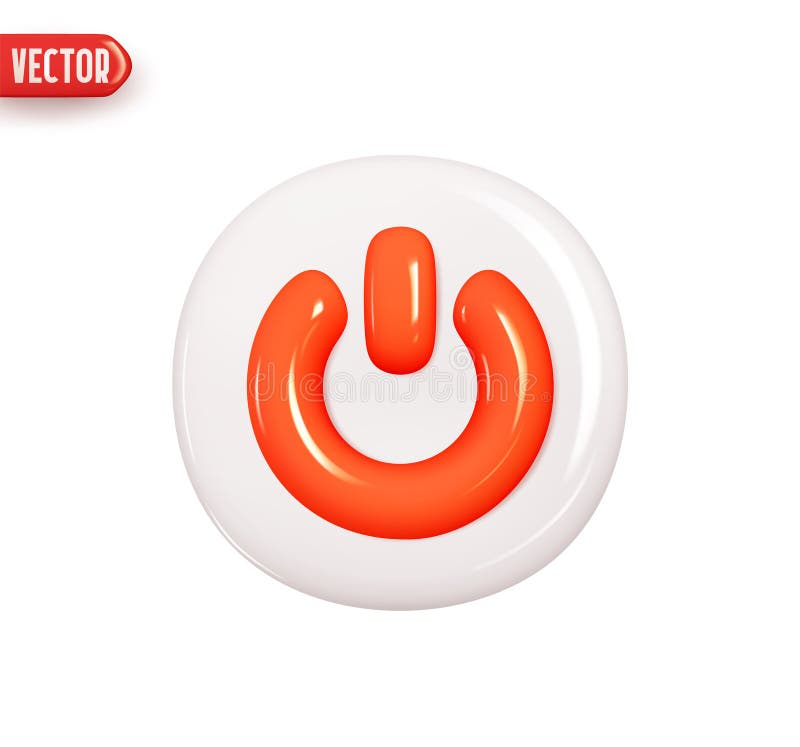 Turn Off and on Button. Round Red Power Button. Realistic 3d Design ...