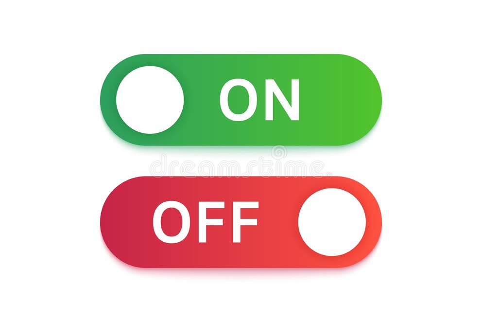 Turn on and Turn Off Buttons in Green and Red Colors. User Interface ...