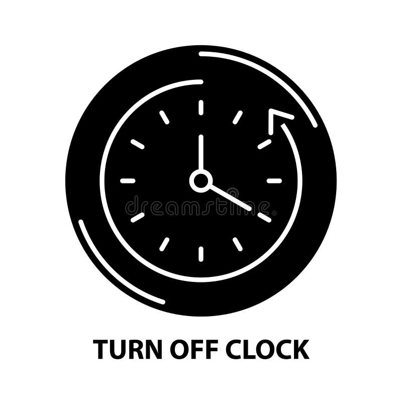 Turn Off Clock Icon, Black Vector Sign with Editable Strokes, Concept ...