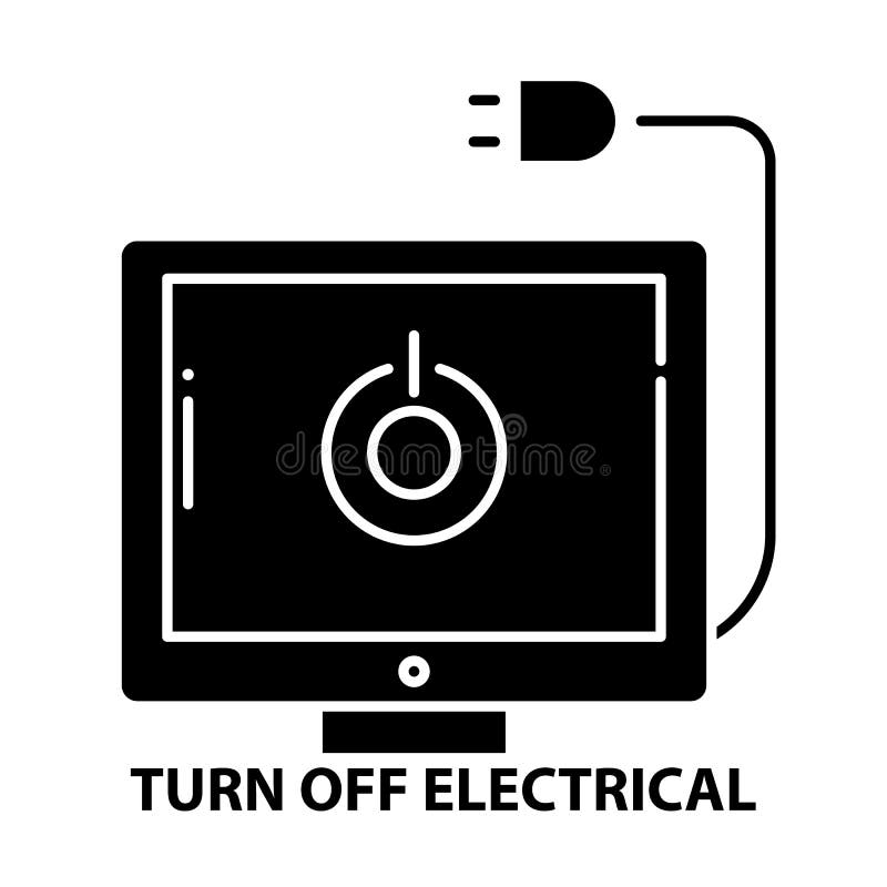 Turn Off Electrical Icon, Black Vector Sign with Editable Strokes ...