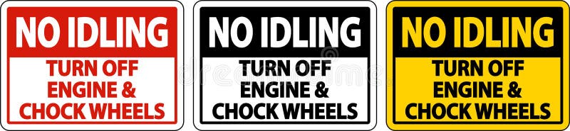 Turn Off Engine and Chock Wheels Sign on White Background Stock Vector ...