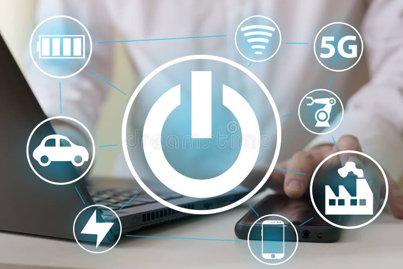 Turn off your computer! stock illustration. Illustration of future ...