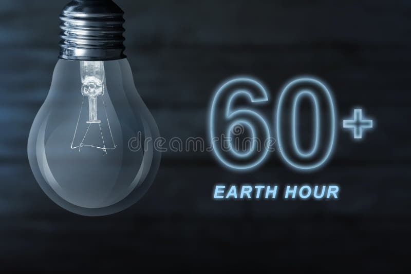 Turn Off Light Bulb for 60 Minute Stock Photo - Image of blur, greeting ...