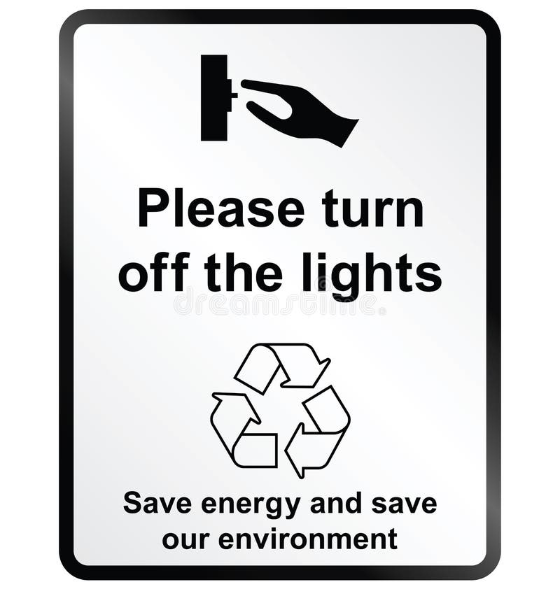 Turn Off Lights Information Sign Stock Vector - Illustration of drawing ...