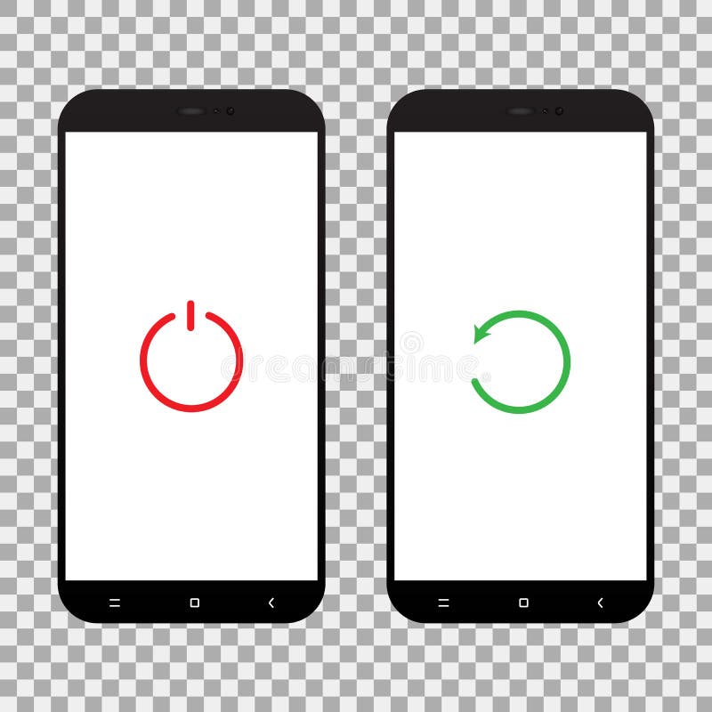 Turn Off and Restart Button on Smartphone Screen. Vector Illustration ... Turn Off and Restart Button on Smartphone Screen. Vector Illustration ...