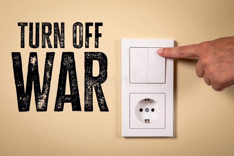 Turn Off War Concept with Hand and Power Switch Stock Image - Image of ...
