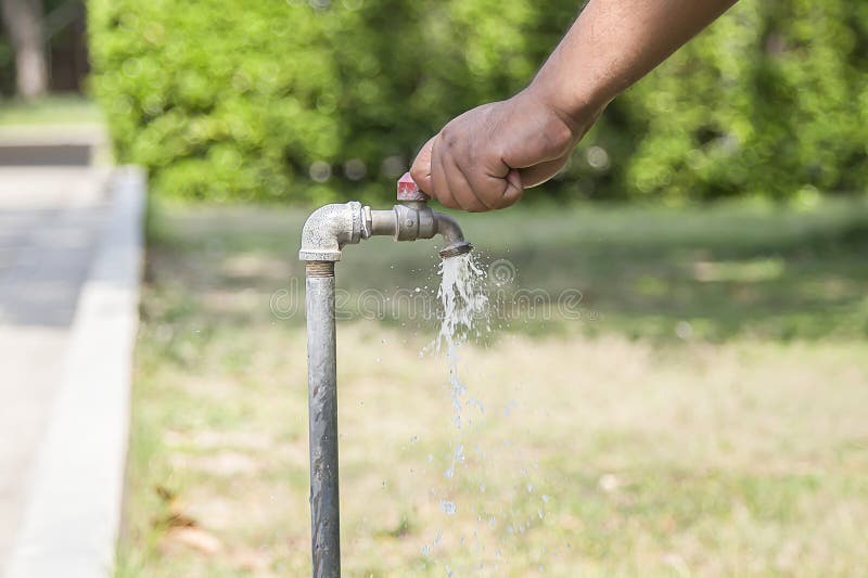 Turn Off the Water Tap in the Lawn Stock Photo - Image of concept, lawn ...