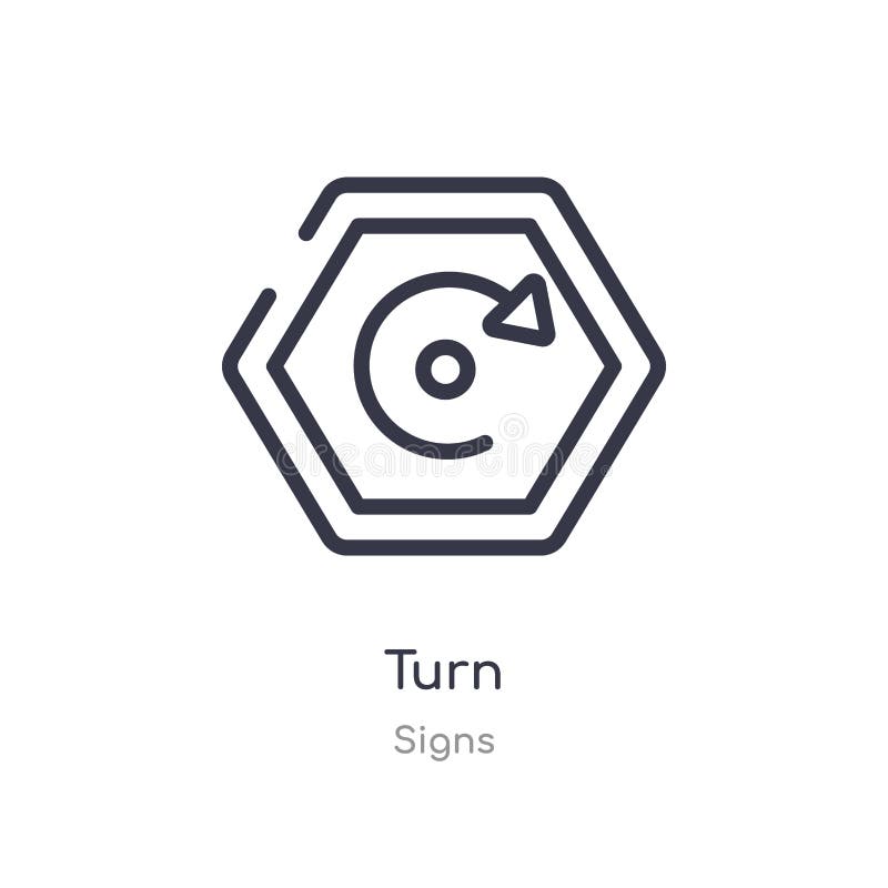 Turn Outline Icon. Isolated Line Vector Illustration from Signs ...