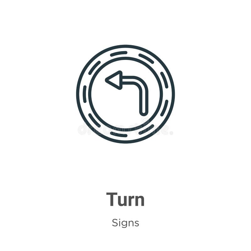 Turn Outline Vector Icon. Thin Line Black Turn Icon, Flat Vector Simple ...