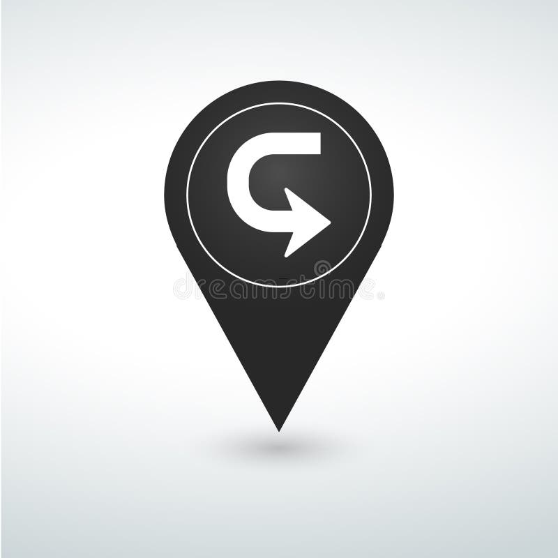 Turn Pin Map Pin Icon on a White Background Stock Illustration ...