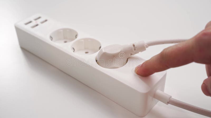 Turn on Plug Socket. Versatile Modern White Extension Cord with Sockets ...