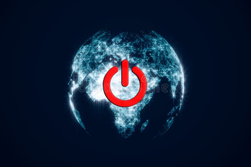 Turn on Red Button on Earth in Dark Space. on Off Ecology Light Switch ...